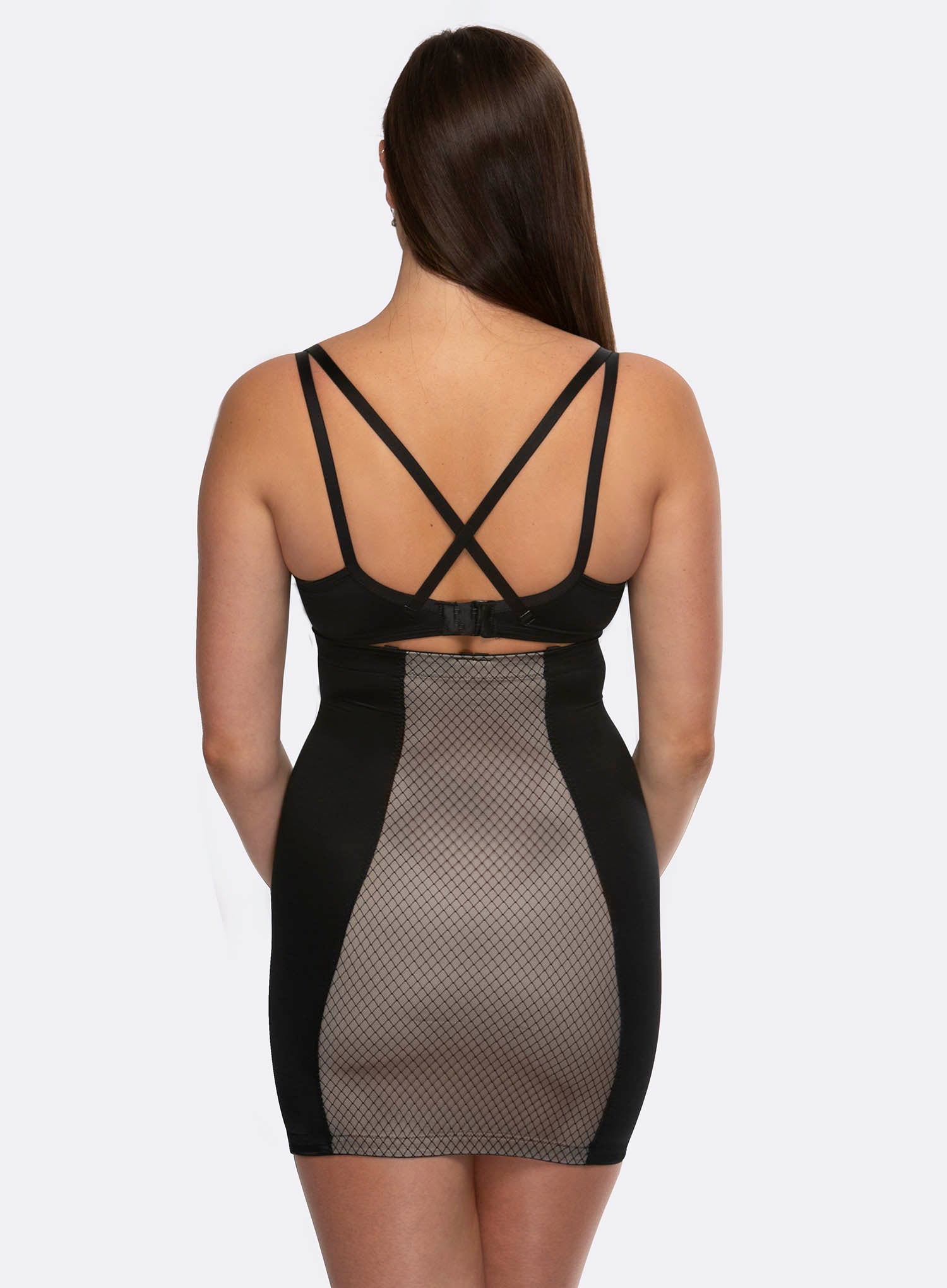 Hush Hush: Whisper Firm Control Slip With Hidden Thong Black Nude – DeBra's